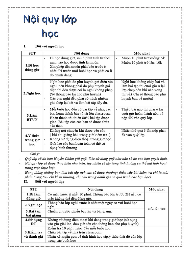 N I-quy-l P-h c.docx; Filename= UTF-8''Nội-quy-lớp-học | PDF