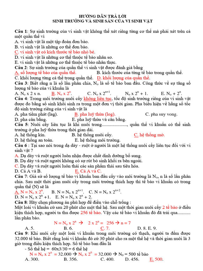 HDG Sinh Trư NG VSV | PDF