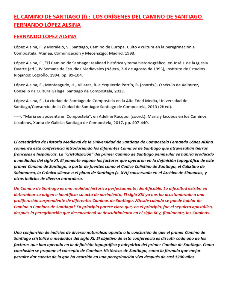 El Camino de Santiago Los Orígenes Del Camino de Santiago | PDF ...