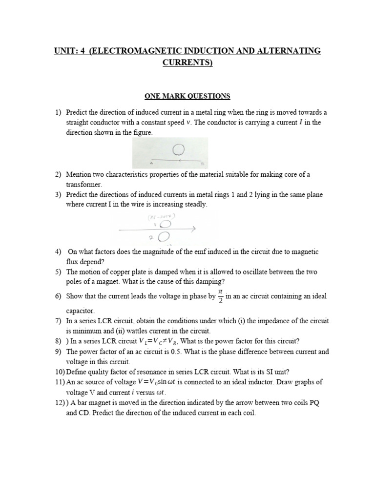 Unit 4 Emi-And-Ac | PDF | Inductor | Electromagnetic Induction