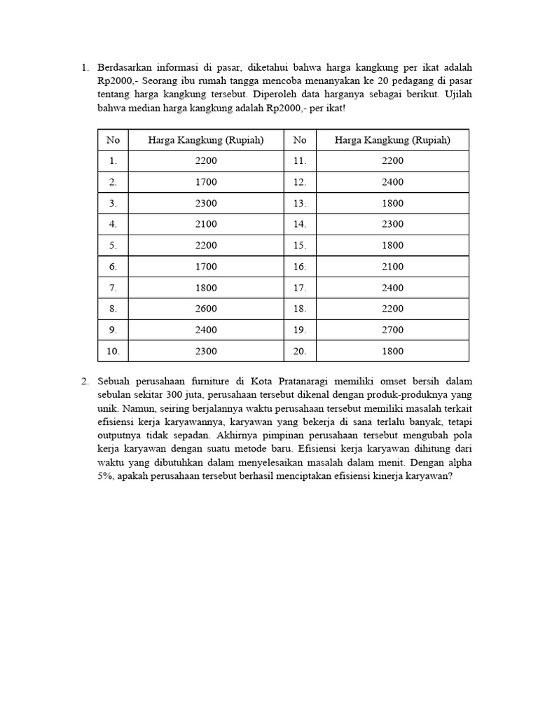 Contoh Soal Uji Tanda Dan Uji Chi Square | PDF