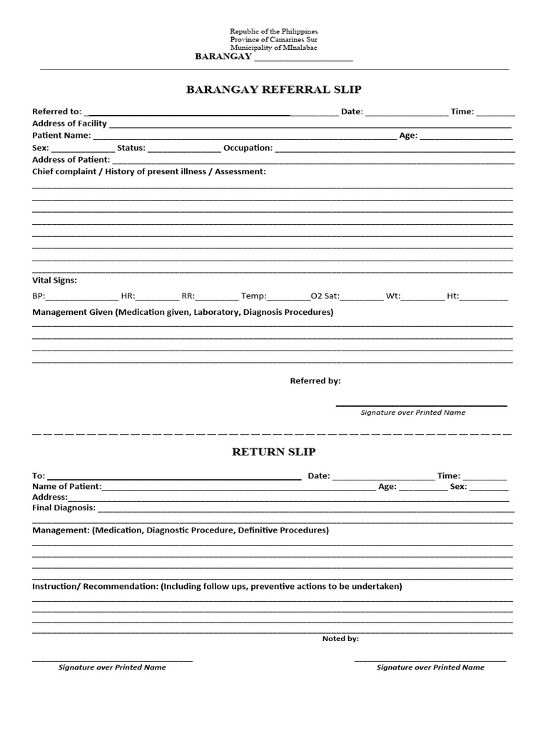BARANGAY-REFERRAL-FORM | PDF | Medical Diagnosis | Social Programs