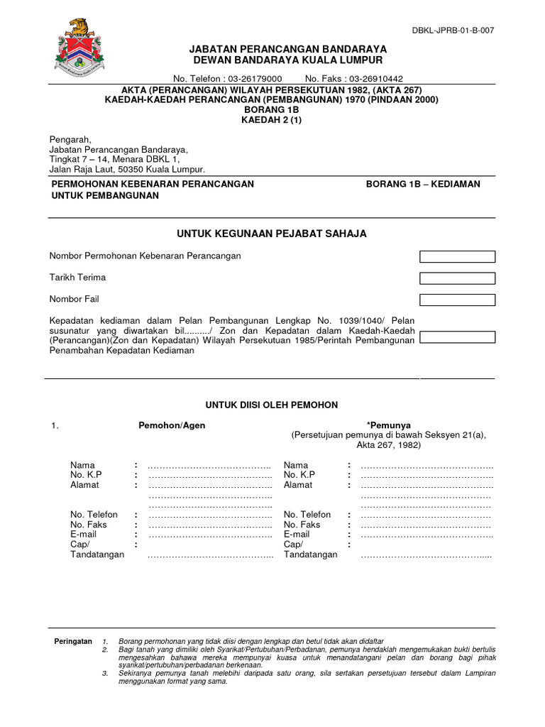 Borang 1B - Kediaman | PDF