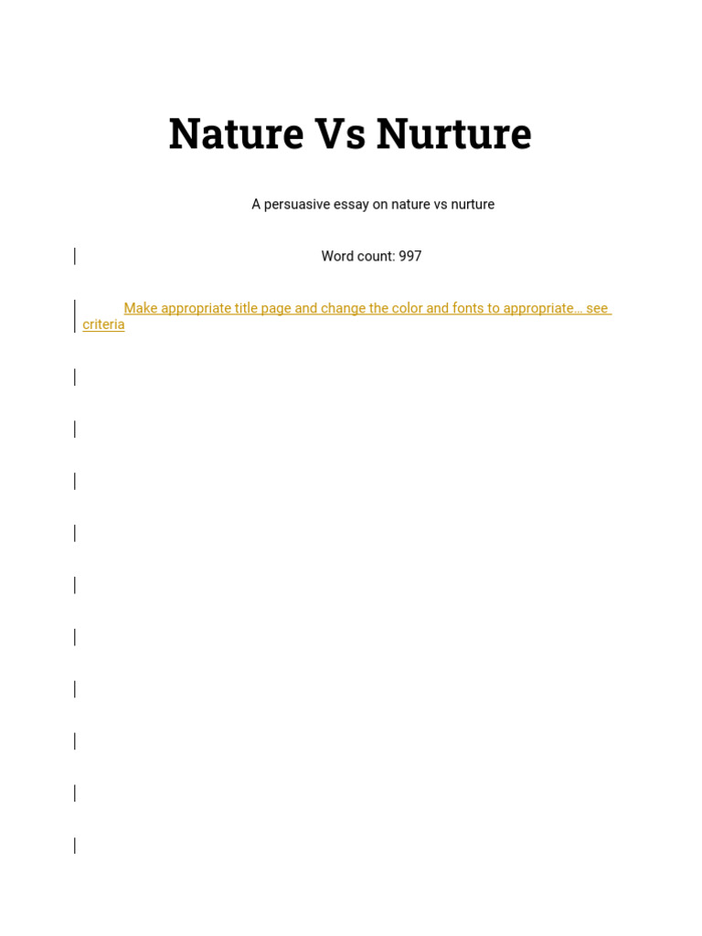 Persuasive Essay | PDF | Nature Versus Nurture | Morality