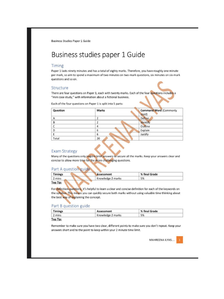 Business Studies Guide | PDF
