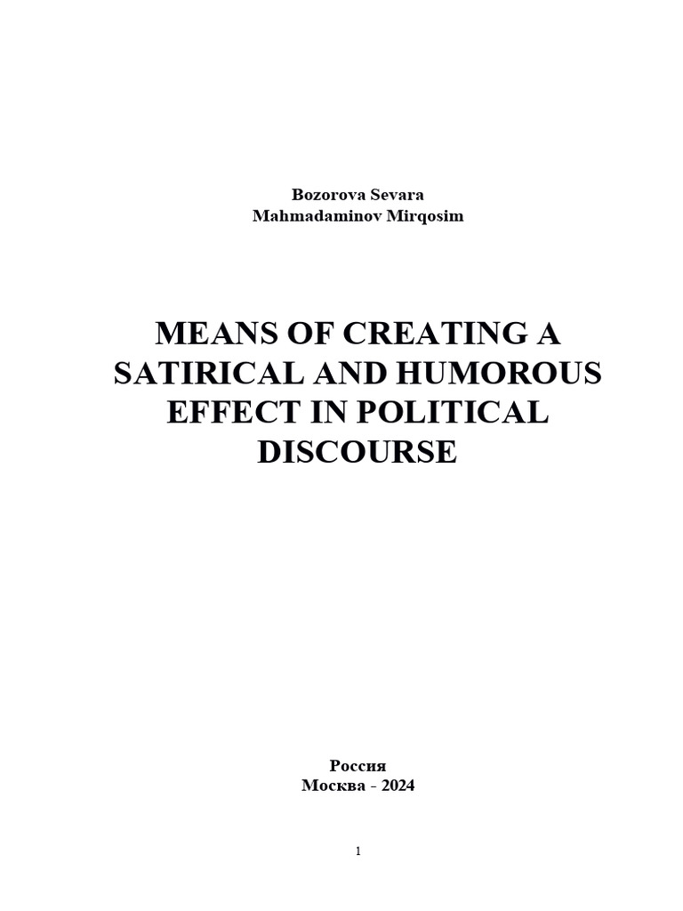 Means of Creating A Satirical and Humorous Effect in Political ...