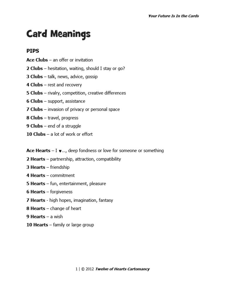 Day 2 Card Meanings | PDF