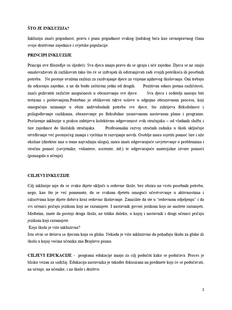 Skripta Inkluzija | PDF