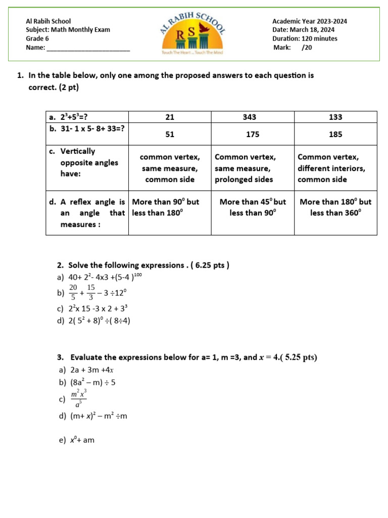 6 Math Term 2 | PDF | Geometry | Classical Geometry