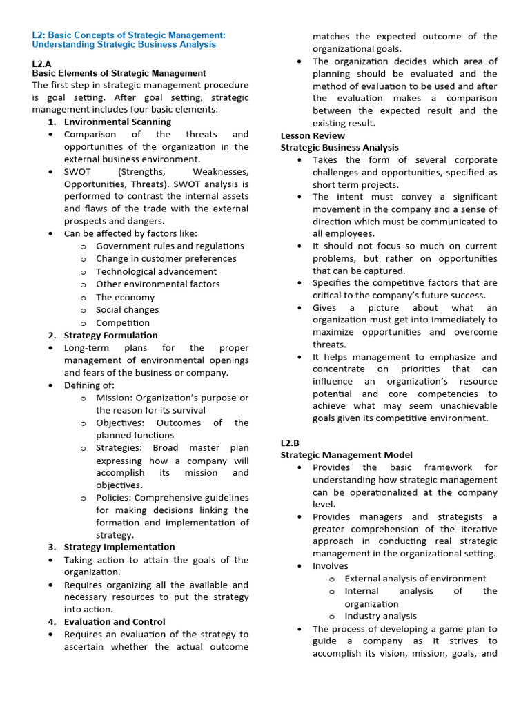 L2.a-B Strategic Business Analysis | PDF | Strategic Management ...