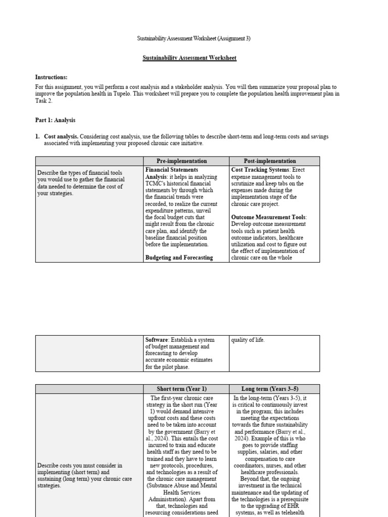 d517 A3 Sustainability Assessment Worksheet | PDF | Health Care ...