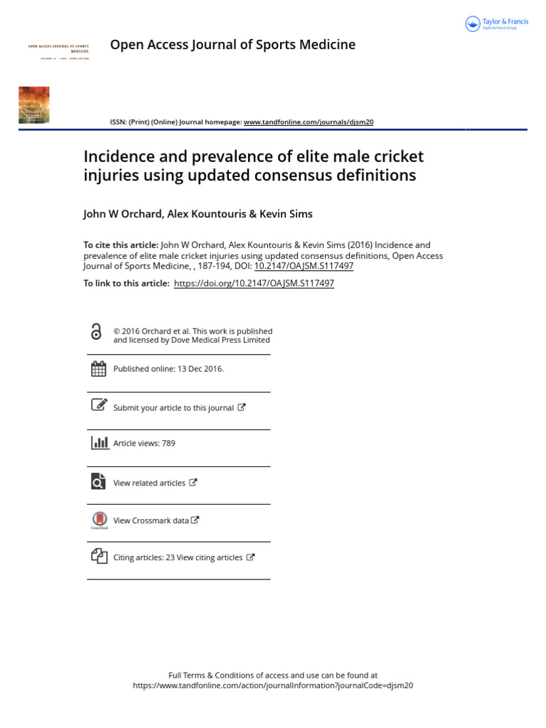 Elite Male Cricket Injury Analysis | PDF | Cricket | Bowling (Cricket)