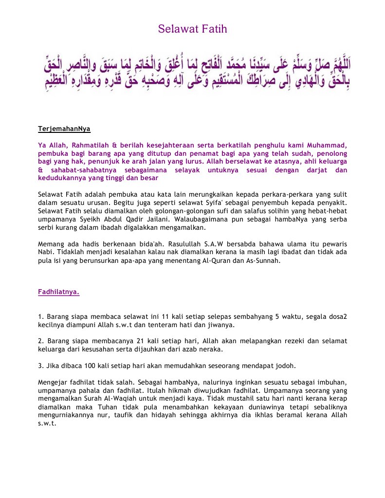 Selawat Fatih | PDF