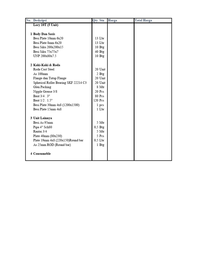 Lory 10T 5unit PT - Multi Makmur Mitra Alam | PDF