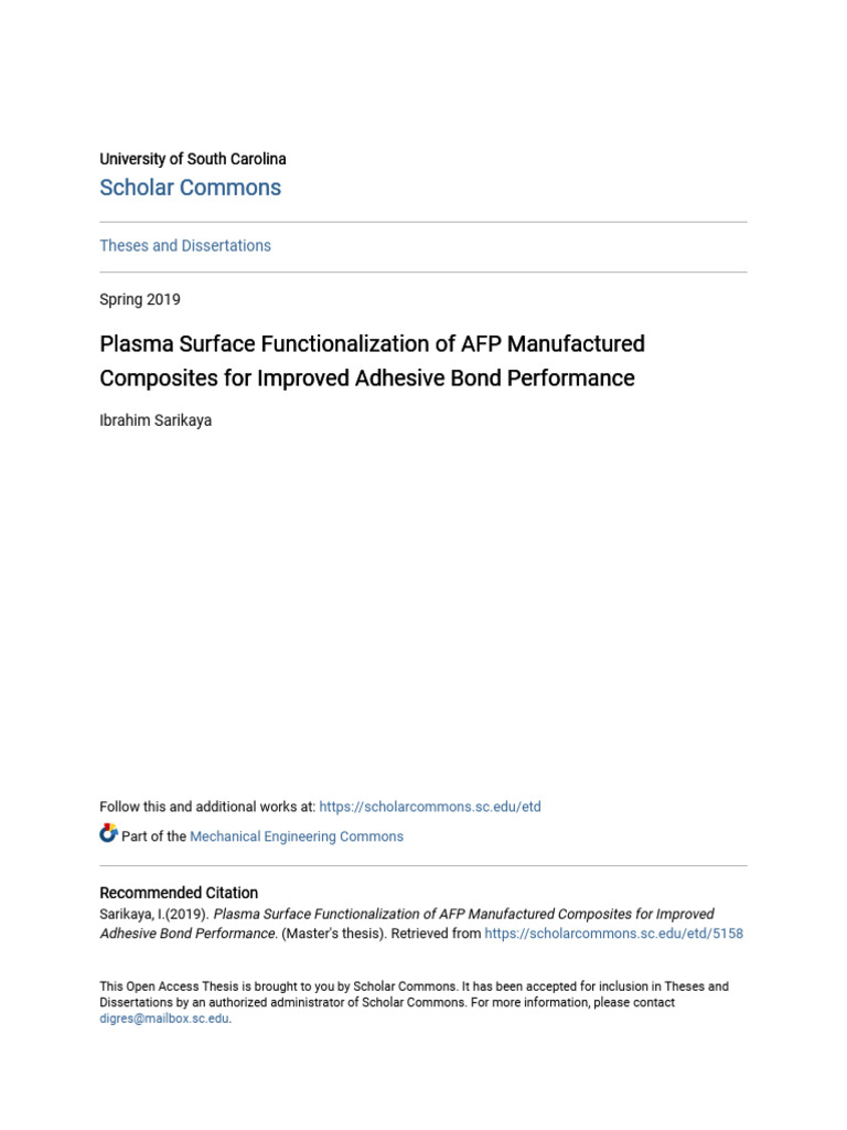 Plasma Surface Functionalization of AFP Manufactured Composites F | PDF ...