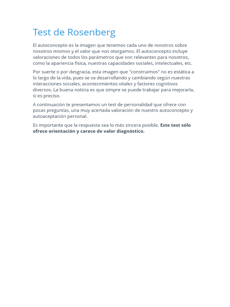 Test de Rosenberg | PDF