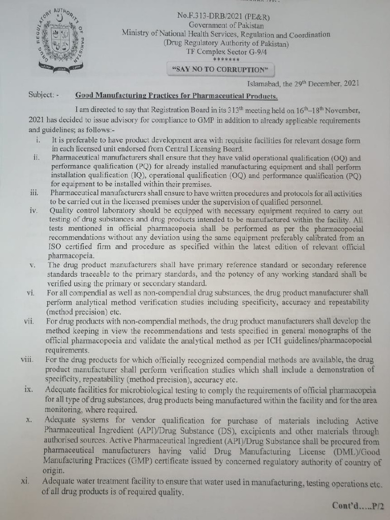 GMP Practices SOP Issued | PDF