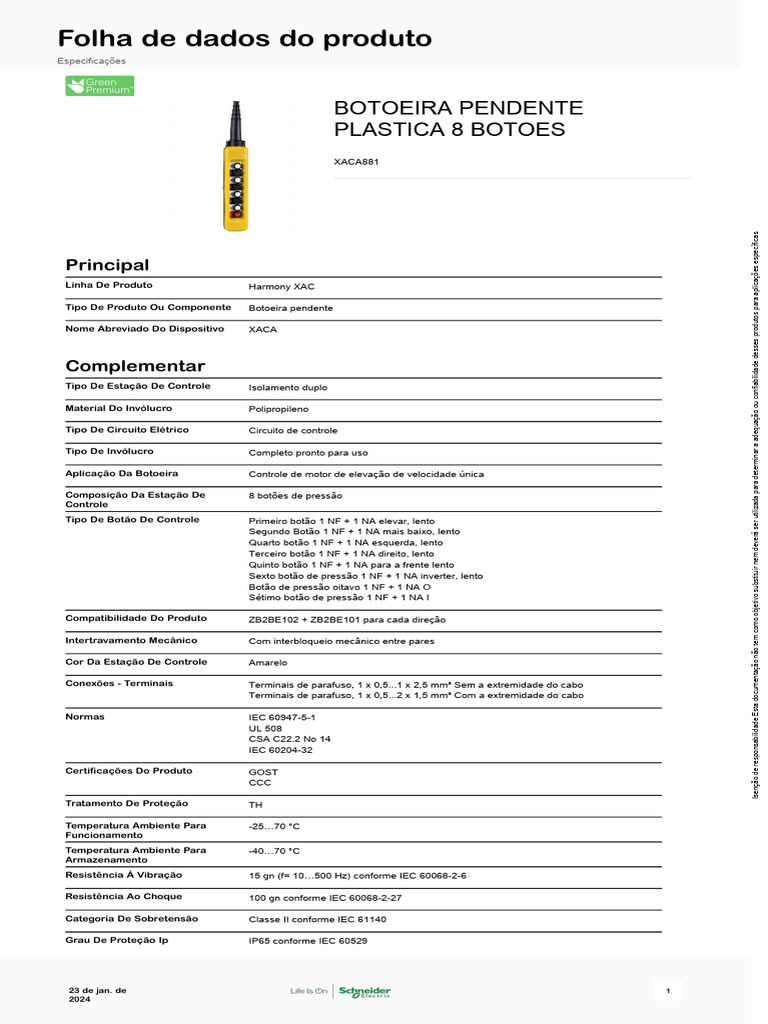 Schneider Electric - Harmony-XAC-Pendant-control-stations - XACA881 ...