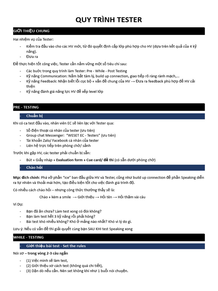 Tester Training Booklet V2 | PDF