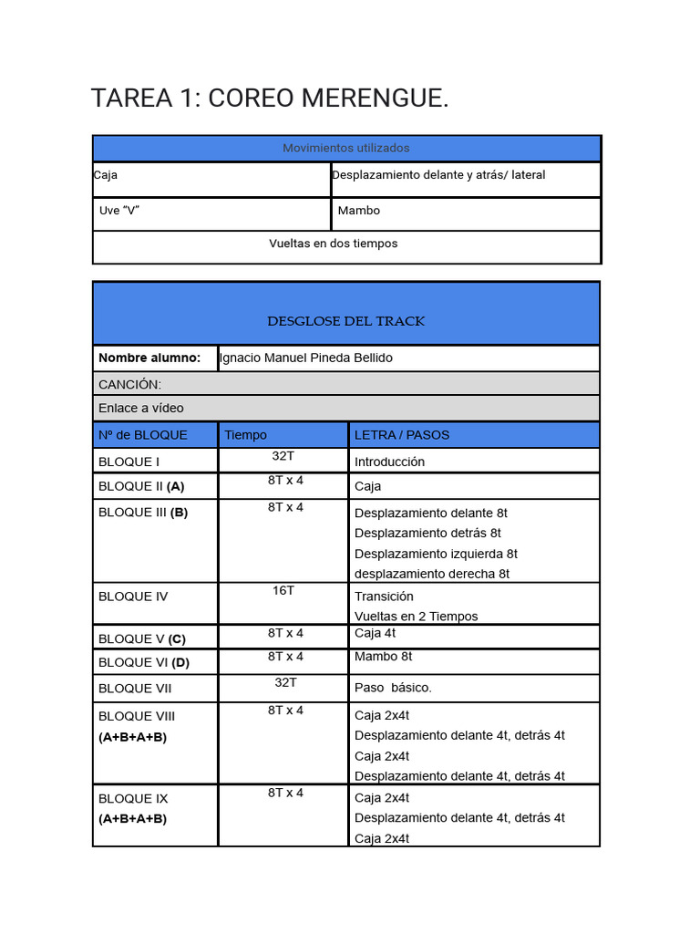Coreo Merengue | PDF
