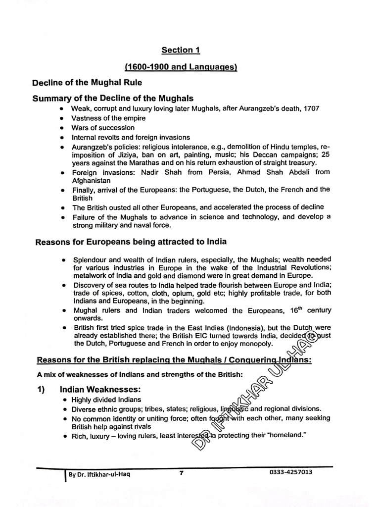 Iftikhar-Ul-Haq History Notes (Section 1) | PDF