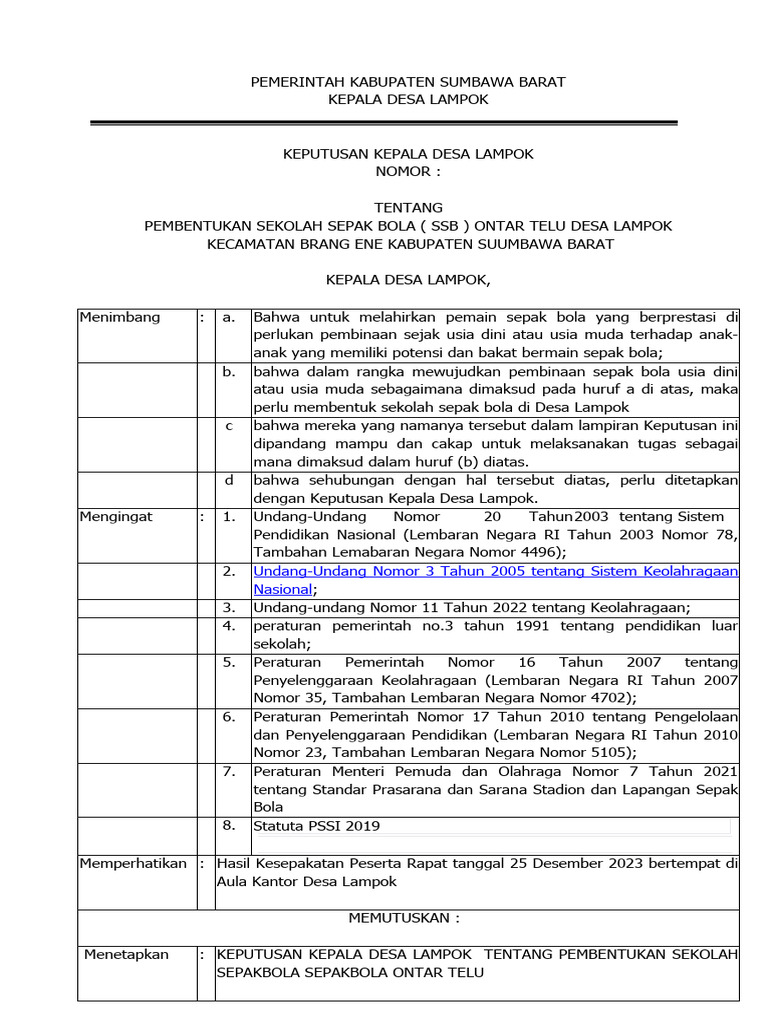 SK SSB Ontar Telu | PDF