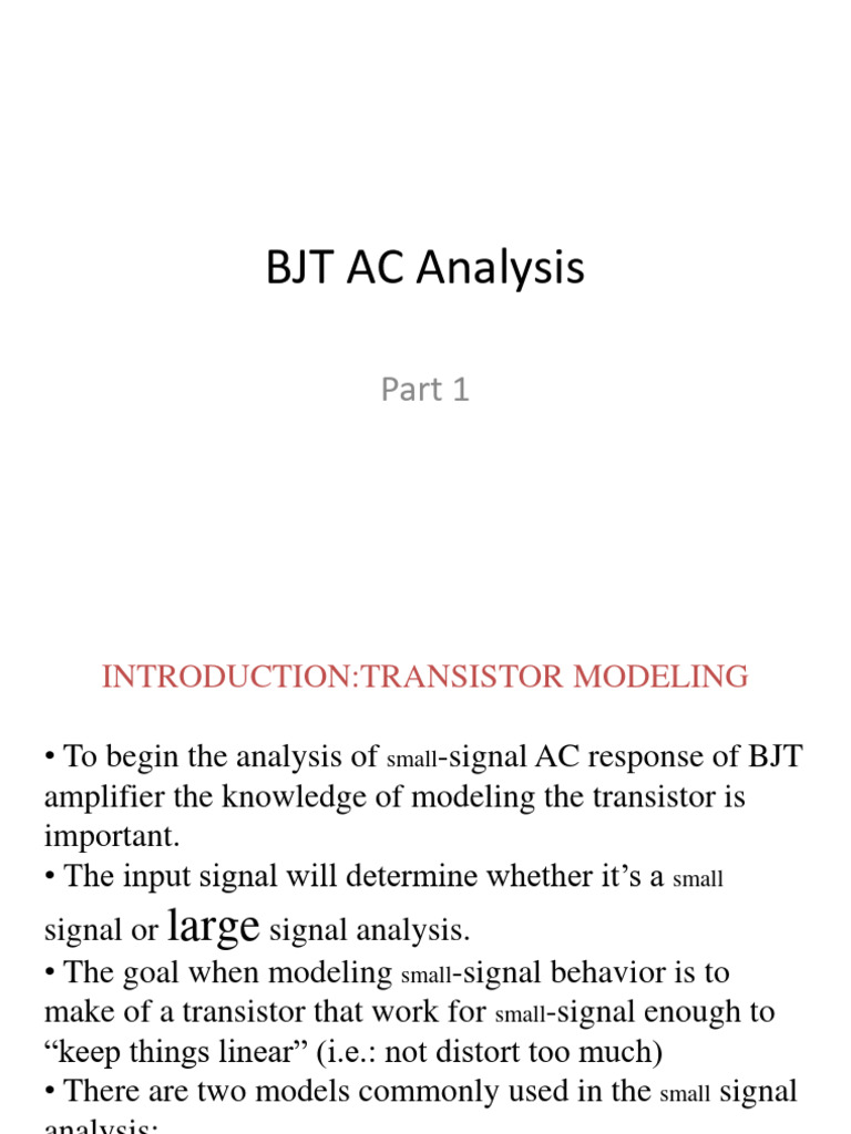 Part 1 - BJT AC Analysis | PDF | Amplifier | Bipolar Junction Transistor