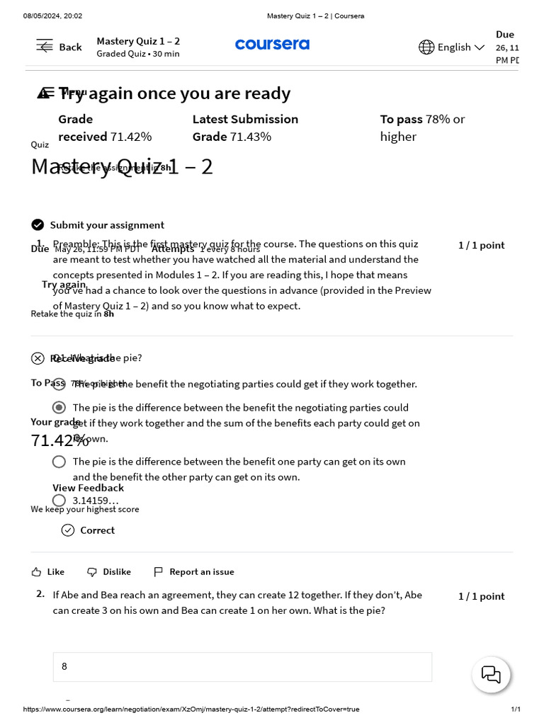 Mastery Quiz 1 2 Coursera Pdf