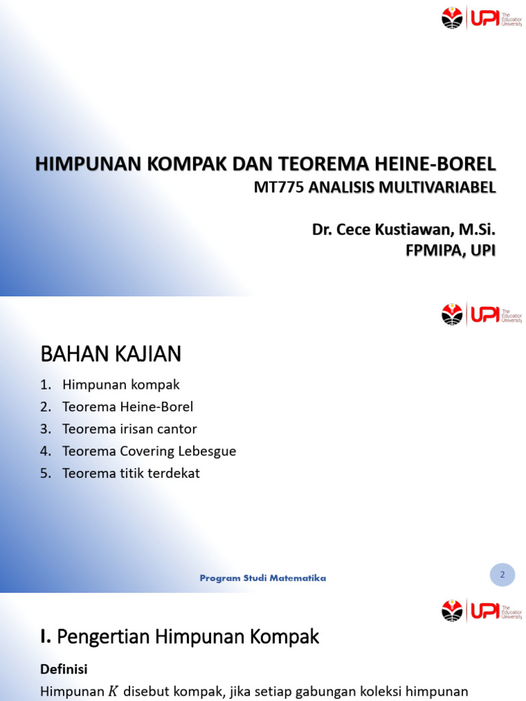 Himpunan Kompak dan Teorema Heine-Borel | PDF