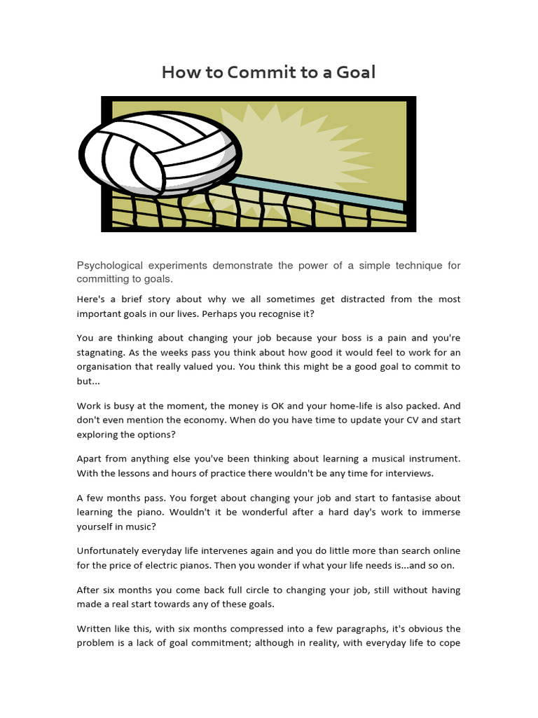 How To Commit To A Goal | Download Free PDF | Thought | Mind
