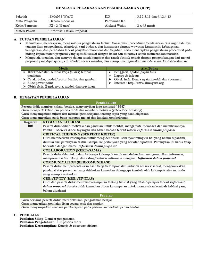 7.1 RPP II Bhs Indonesia XI | PDF