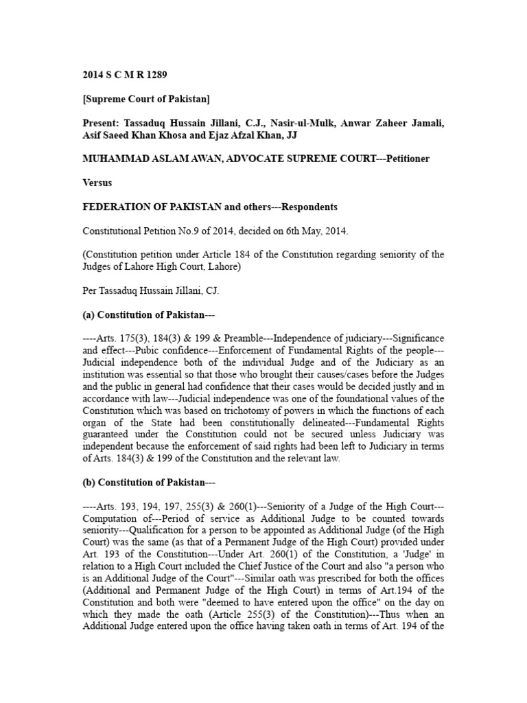 2014 SCMR 1289 | PDF | Judge | High Court Of Australia 2014 SCMR 1289 | PDF | Judge | High Court Of Australia