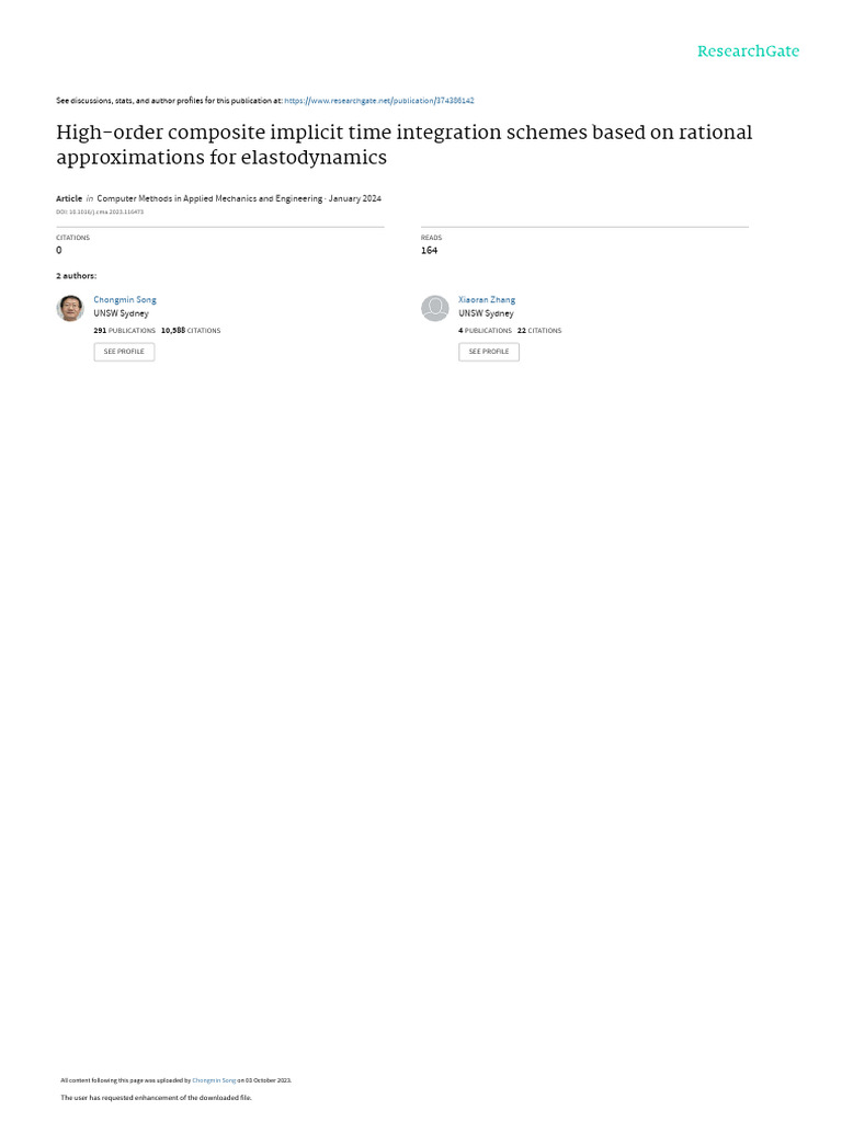 High-Order Composite Implicit Time Integration Schemes | PDF | Matrix (Mathematics) | Polynomial