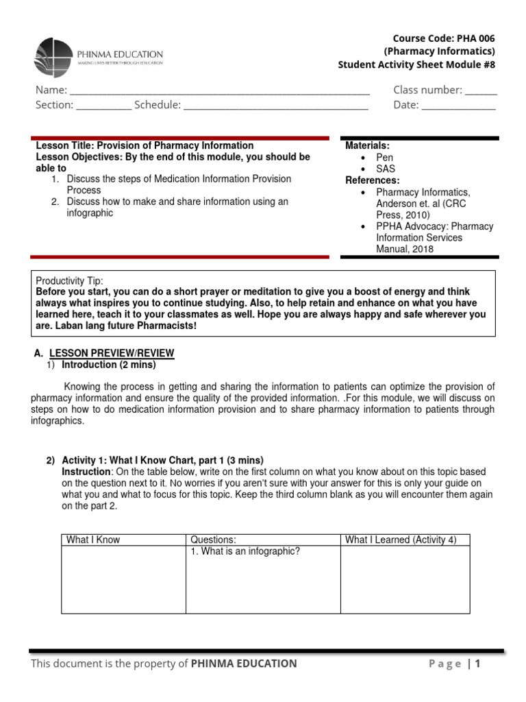 SAS For Pharmacy Informatics Module #8 | PDF | Pharmacy | Information