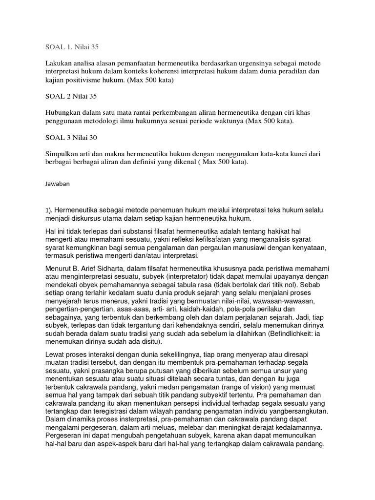 TUGAS 1 Interpretasi Dan Penalaran Hukum | PDF