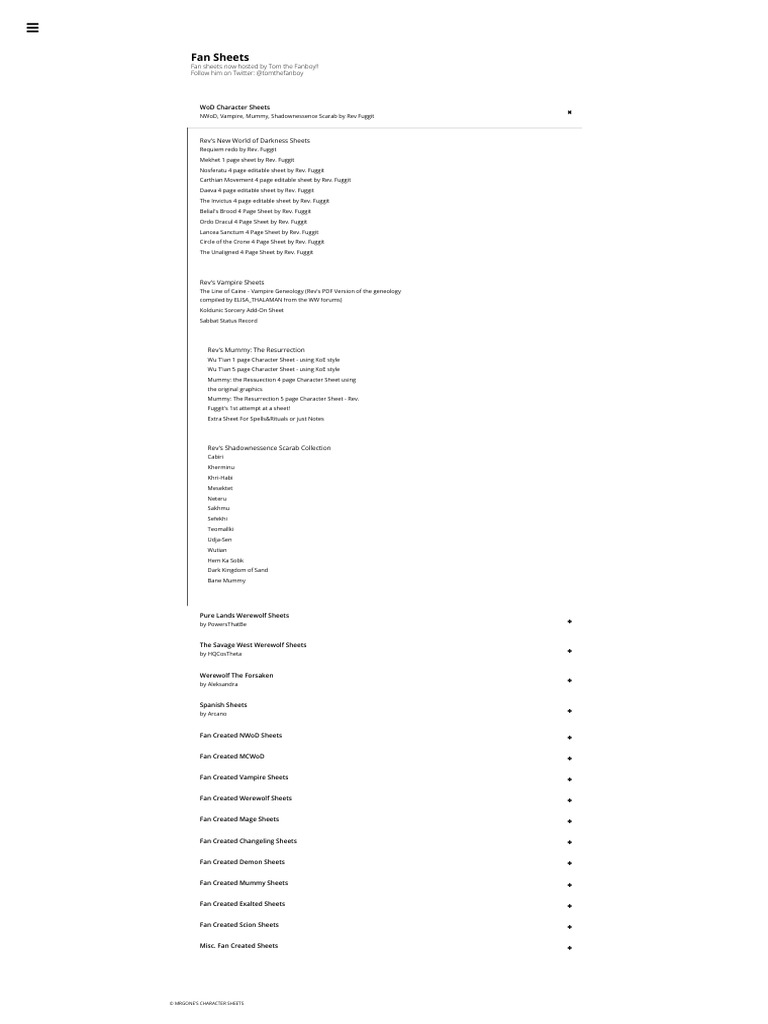 MrGone's Character Sheets | PDF | Campaign Settings
