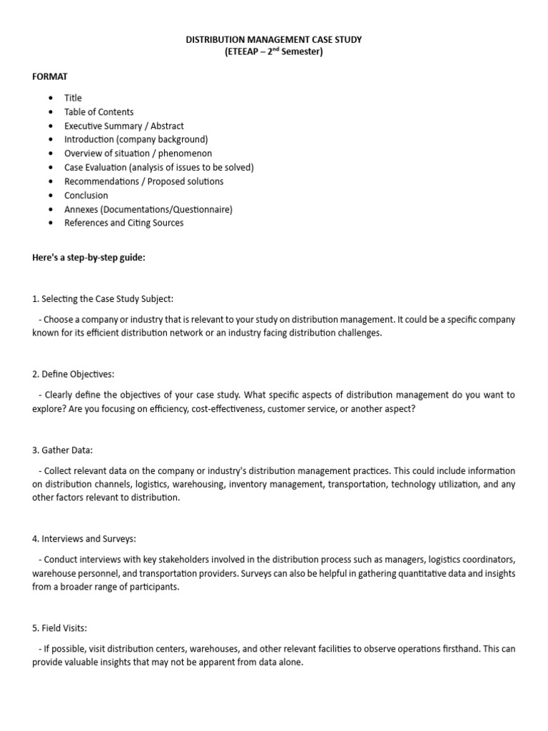Case Study Distribution Management | PDF | Data | Logistics