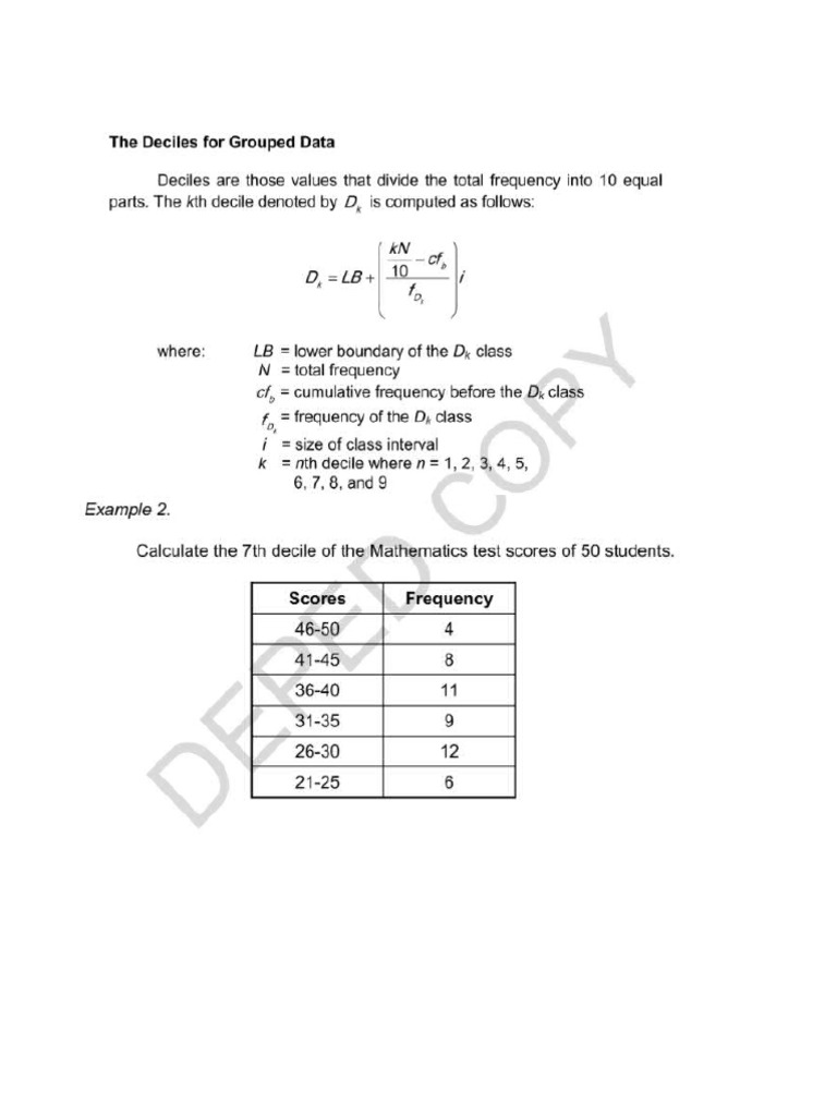 Decile for Grouped Data 1 | PDF