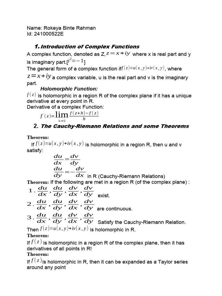 Math | Download Free PDF | Complex Analysis | Holomorphic Function Math | Download Free PDF | Complex Analysis | Holomorphic Function