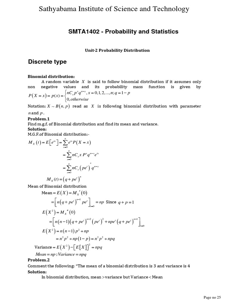 Unit-2 Probability Distribution | PDF | Probability Distribution ... Unit-2 Probability Distribution | PDF | Probability Distribution ...
