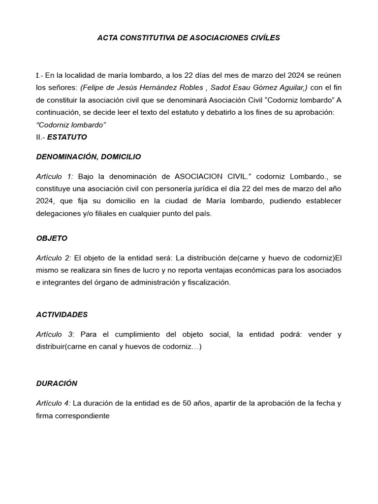 Acta Constitutiva de Asociaciones Civíles | PDF | Comisión Europea | Presupuesto