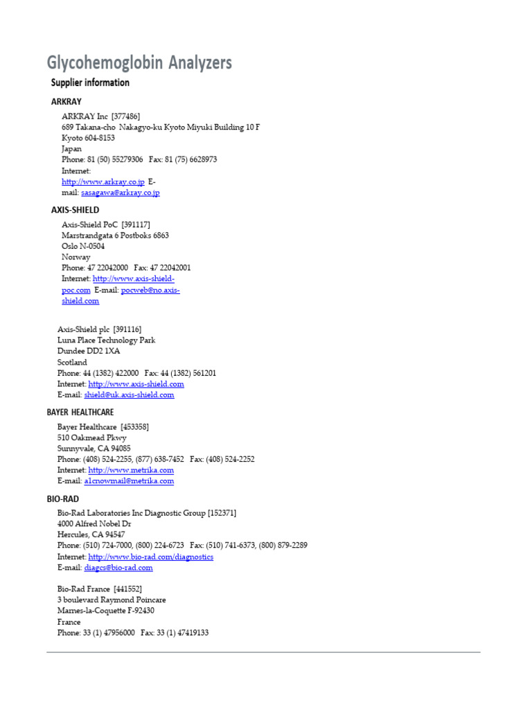 Glycohemoglobin Analyzers.. | PDF | Computers | Technology & Engineering