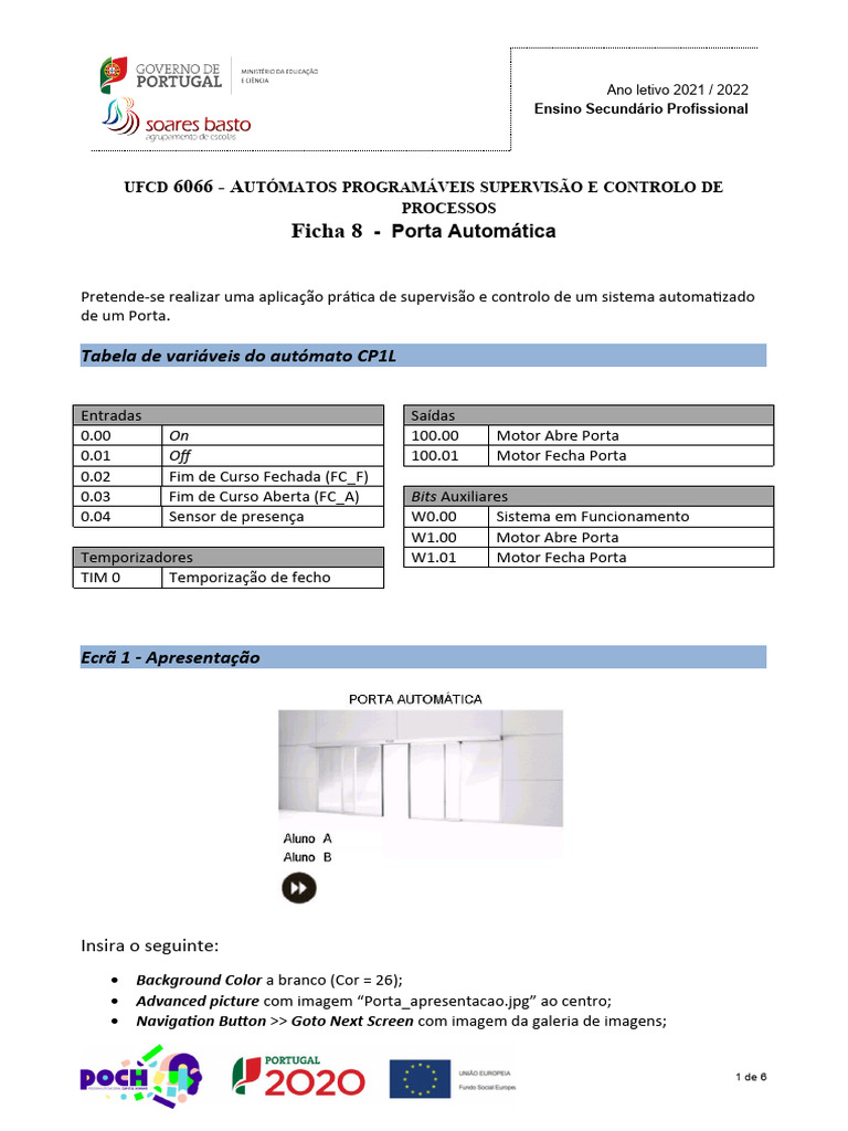 Ficha 8 - NQ - Porta Automatica | PDF