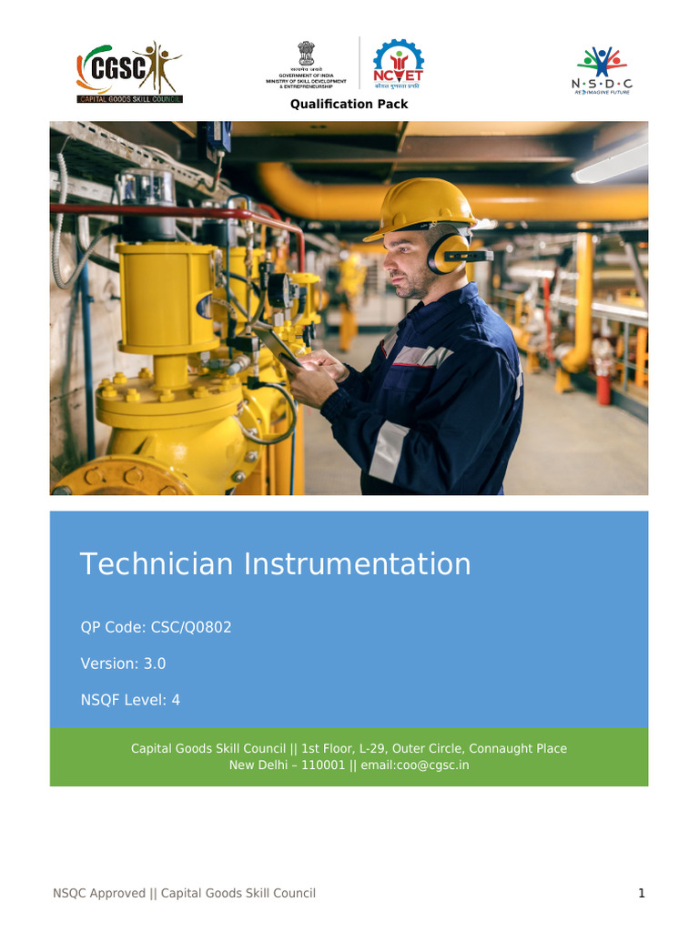 Technician Instrumentation - CSC - Q0802 - v3.0 | PDF | Personal Protective Equipment ...