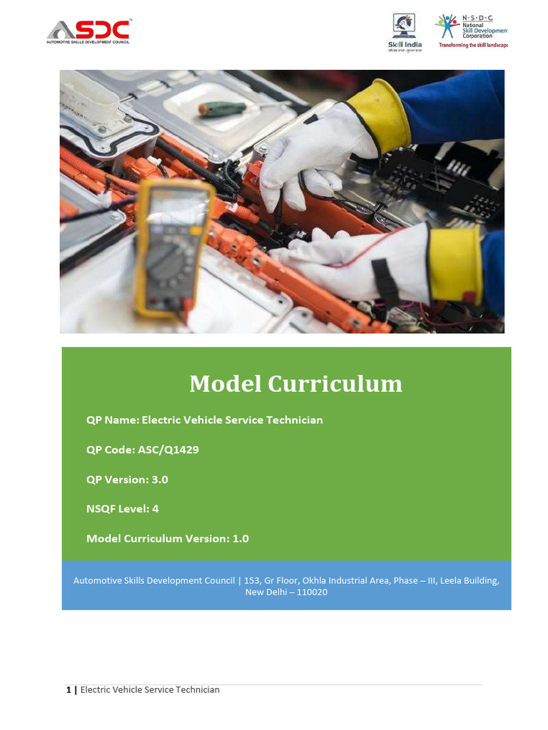 MC Electric Vehicle Service Technician | PDF | Personal Protective Equipment | Learning