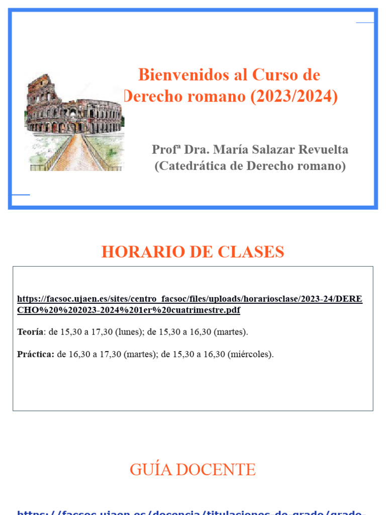 Presentación Curso Derecho Romano B | PDF | Propiedad | Ley romana