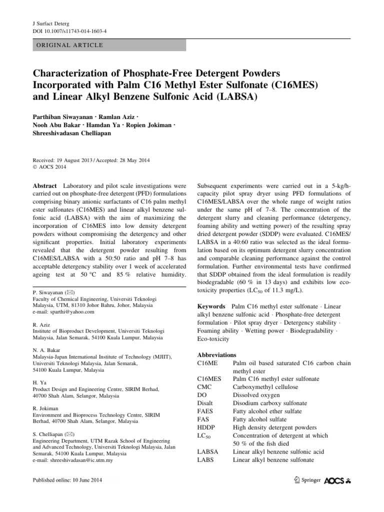 Linear Alkylbenzene Sulfonic Acid | PDF | Detergent | Surfactant