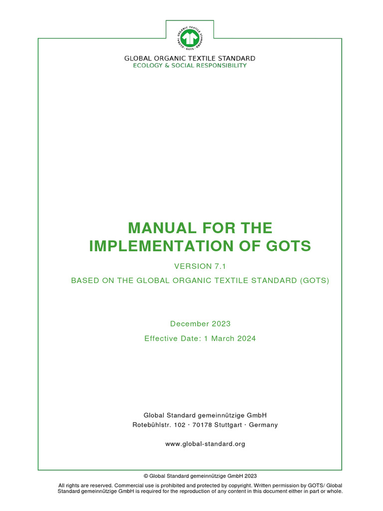 Manual For The Implementation of GOTS Version 7.1 Signed2 | PDF | Due Diligence | Textiles