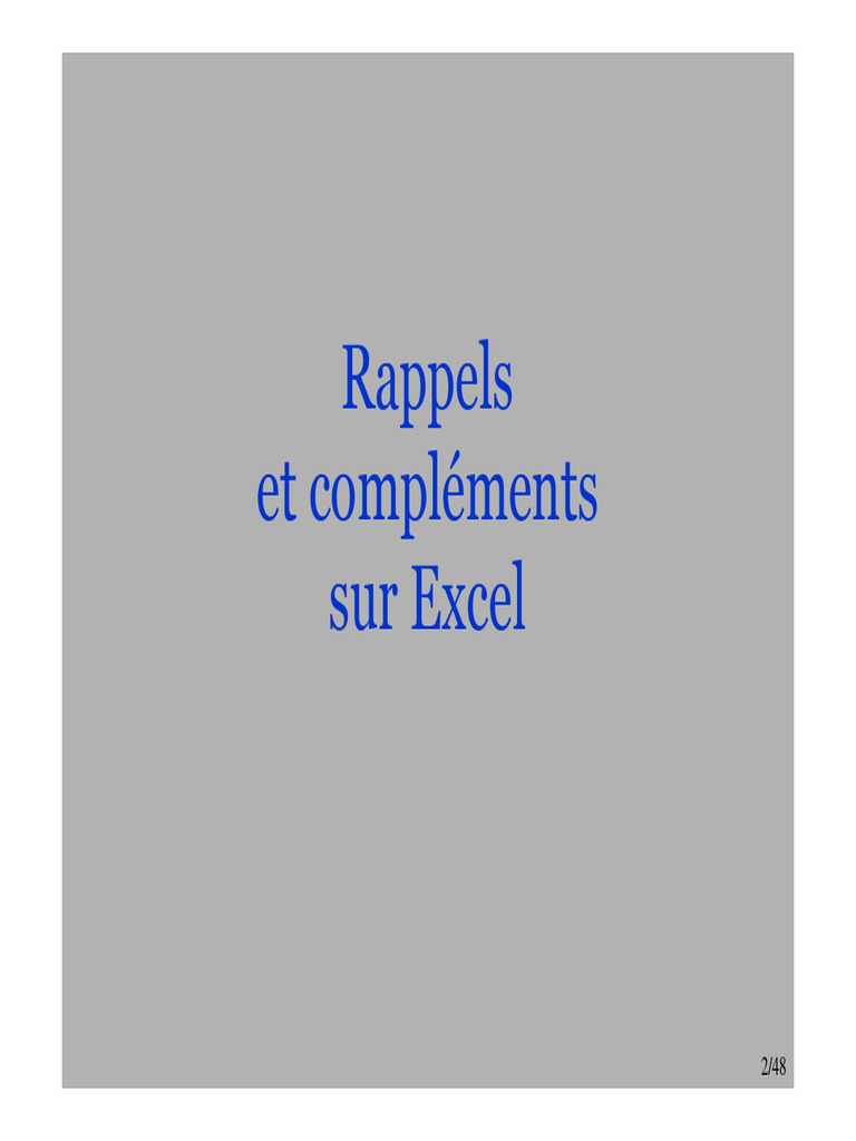 Cours Excel : Formules et Fonctions | PDF | Microsoft Excel | Mathématiques