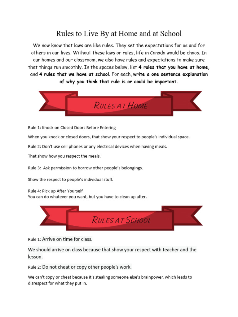 Essential Home and School Rules | PDF